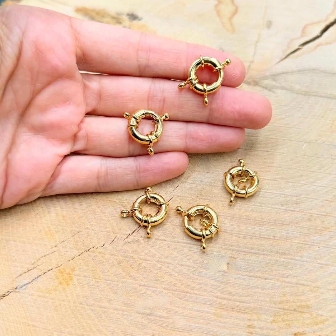 Round Gold Clasp, Gold Spring Ring Clasp, High Quality Clasp, Jewelry ...