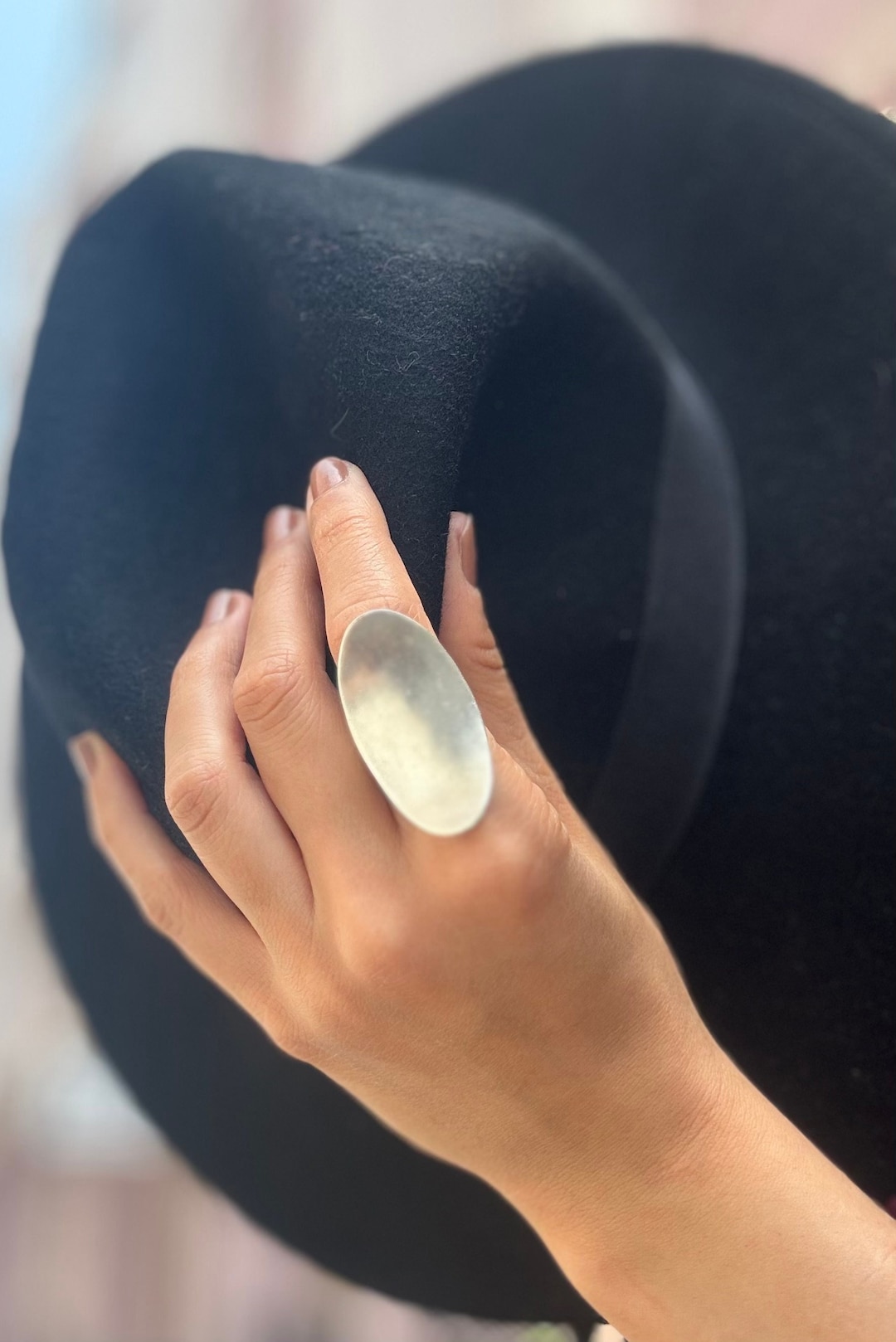 Silver Simple Ring, Full Finger Ring, Long Statement Ring, Big Silver ...