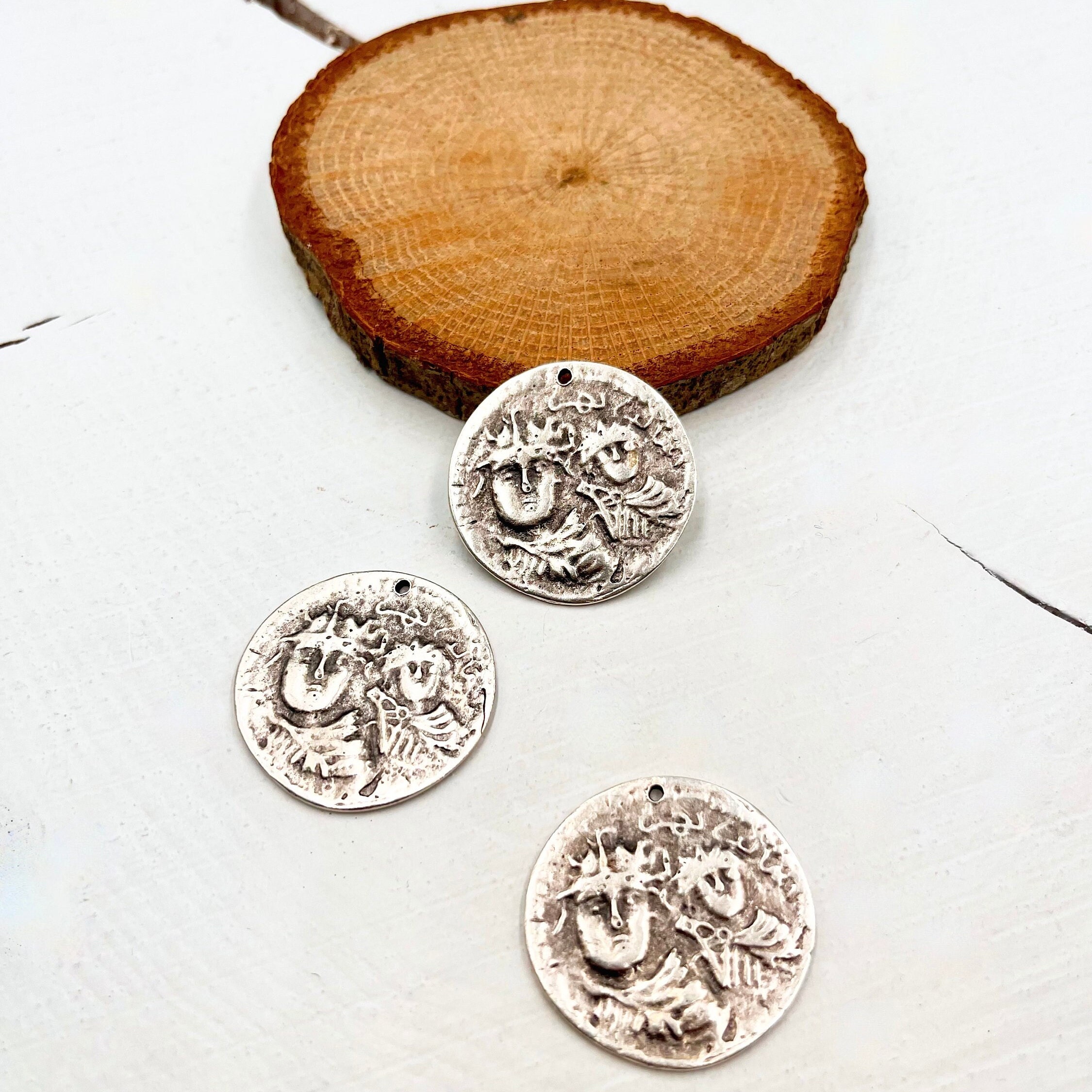 4 Antique Silver Human Figure Pendants: Embossed Charms (30mm) - Etsy