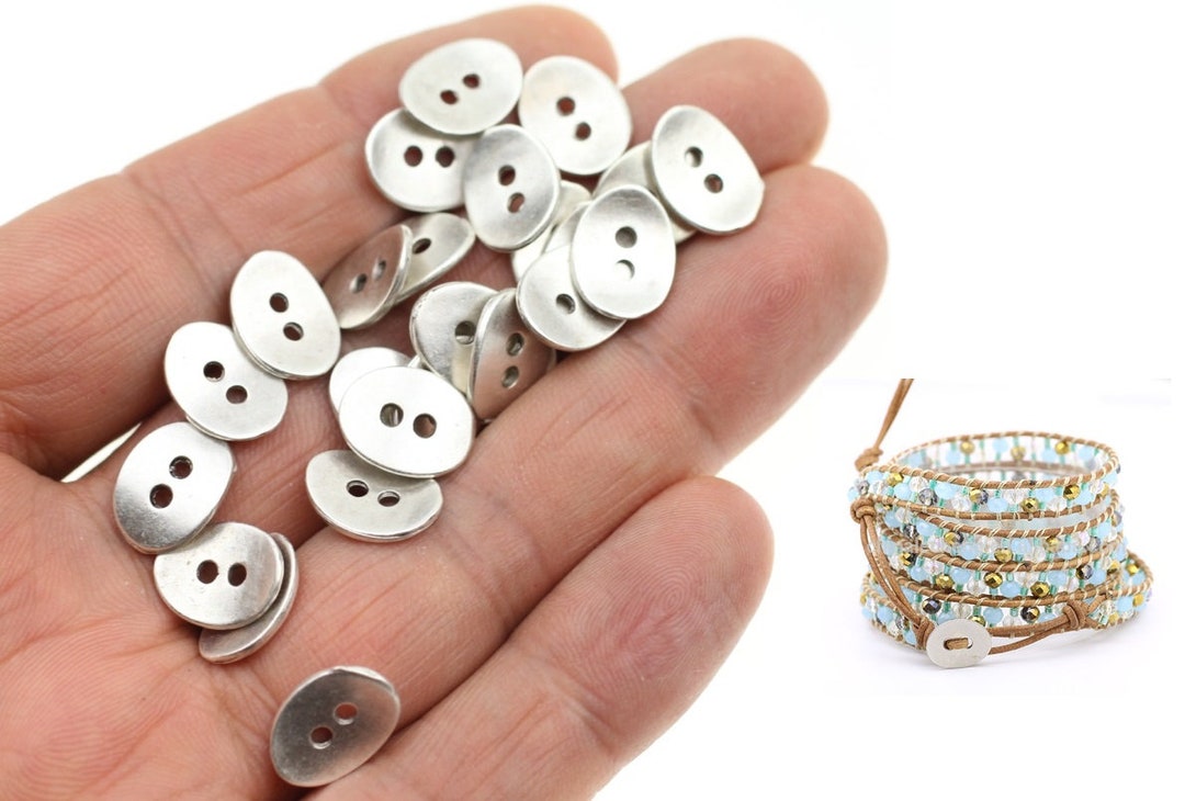 20 Antique Silver Button Clasps: Zamak Bracelet Connectors - Etsy