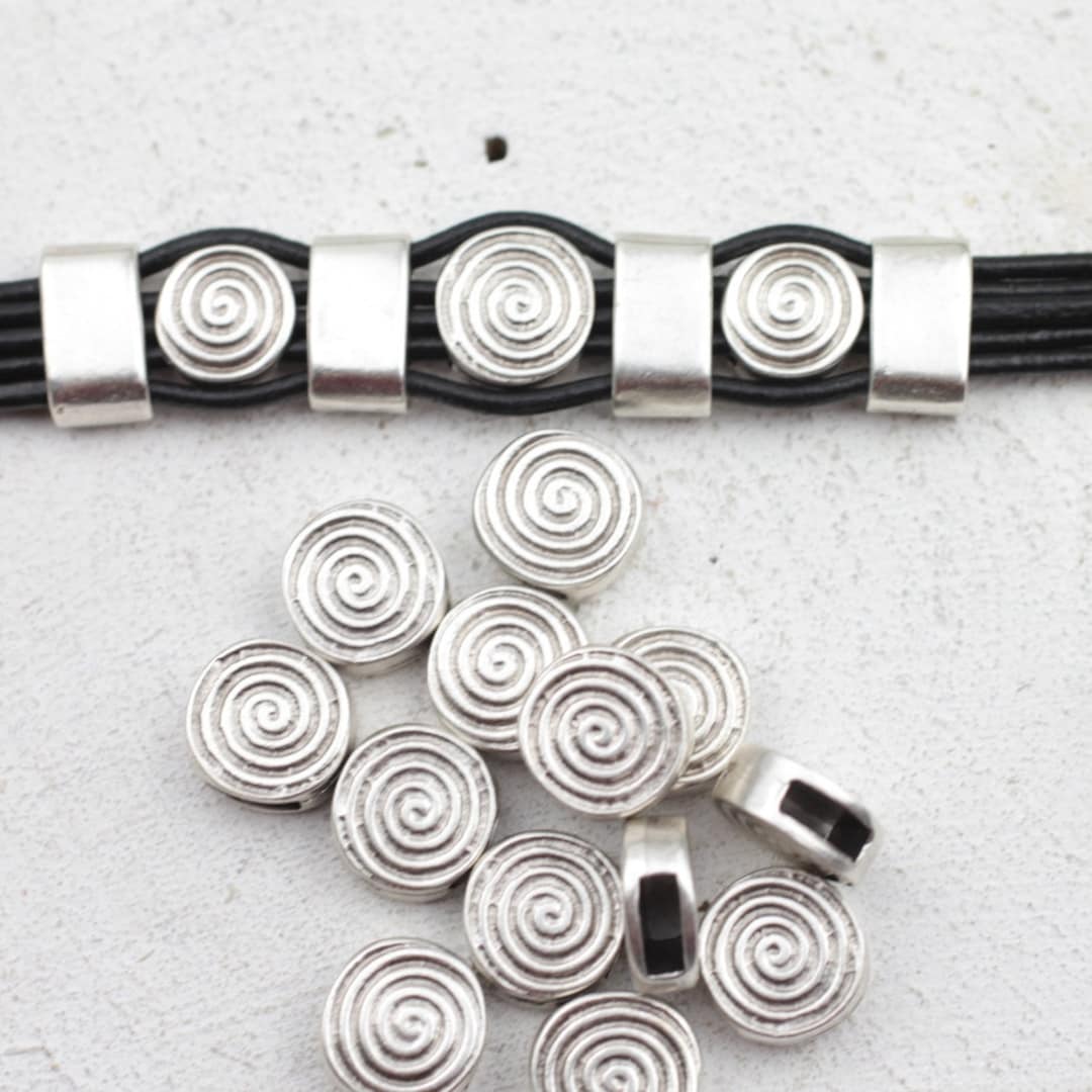 10 Pcs Metal Slider Charms Spacer Beads Silver Plated - Etsy
