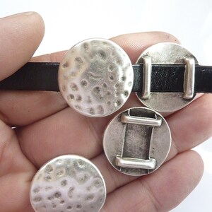 5 Sterling Silver Plated Round Hammered Slider, Jewellery Making ...