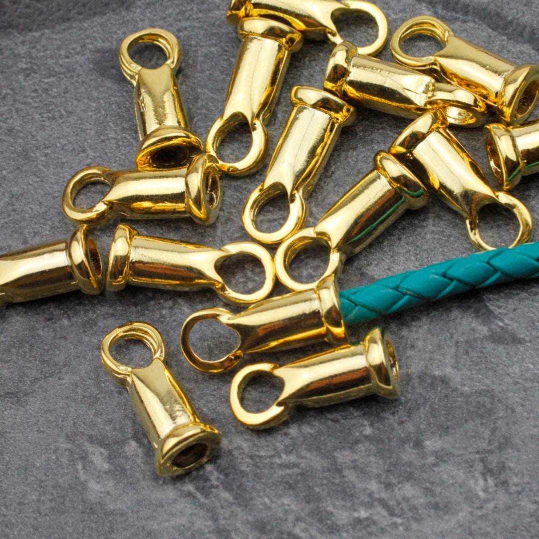 10 Pcs Bell End Cap Loop for Round Leather, Necklace End Caps, Tassel ...