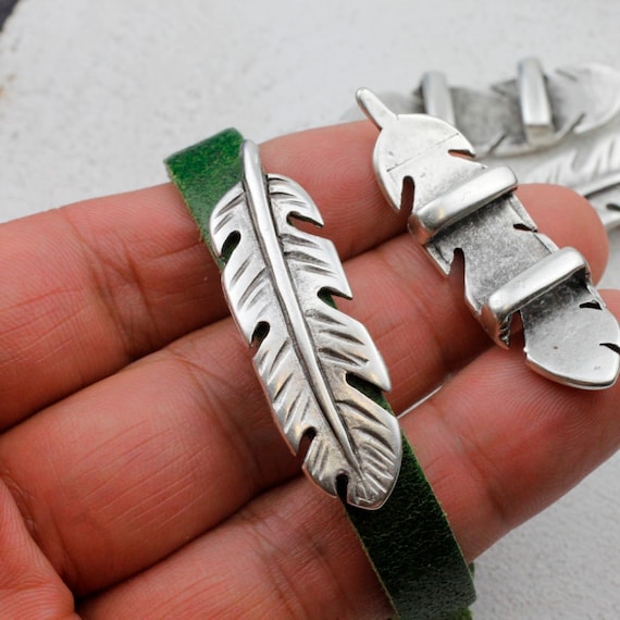 5 Feather Slider Beads Feather Beadsbars Bird Wing Bracelet - Etsy