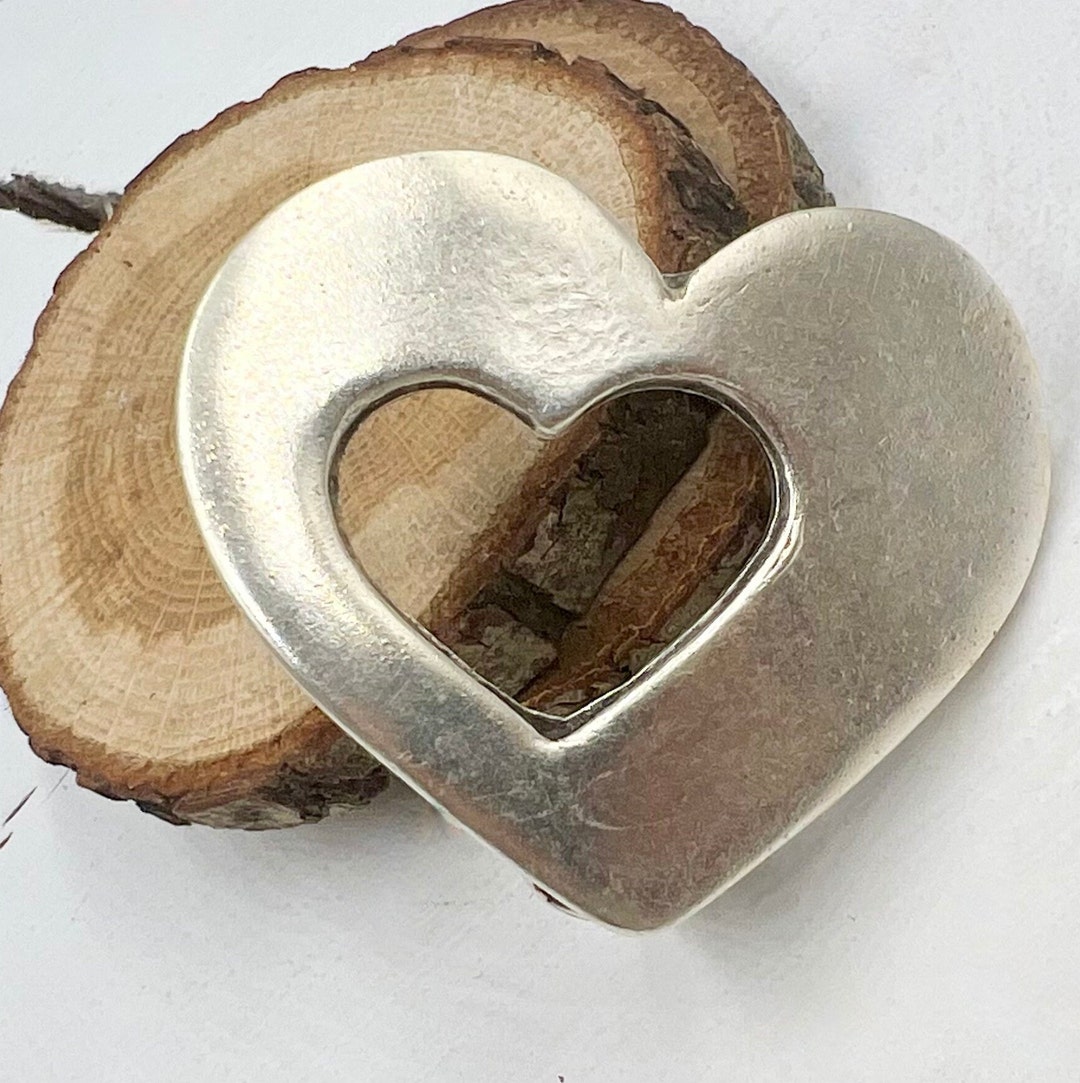 1 Pcs Heart Shape Buckle, Heart Buckle Belt, Antique Silver Belt Buckle ...