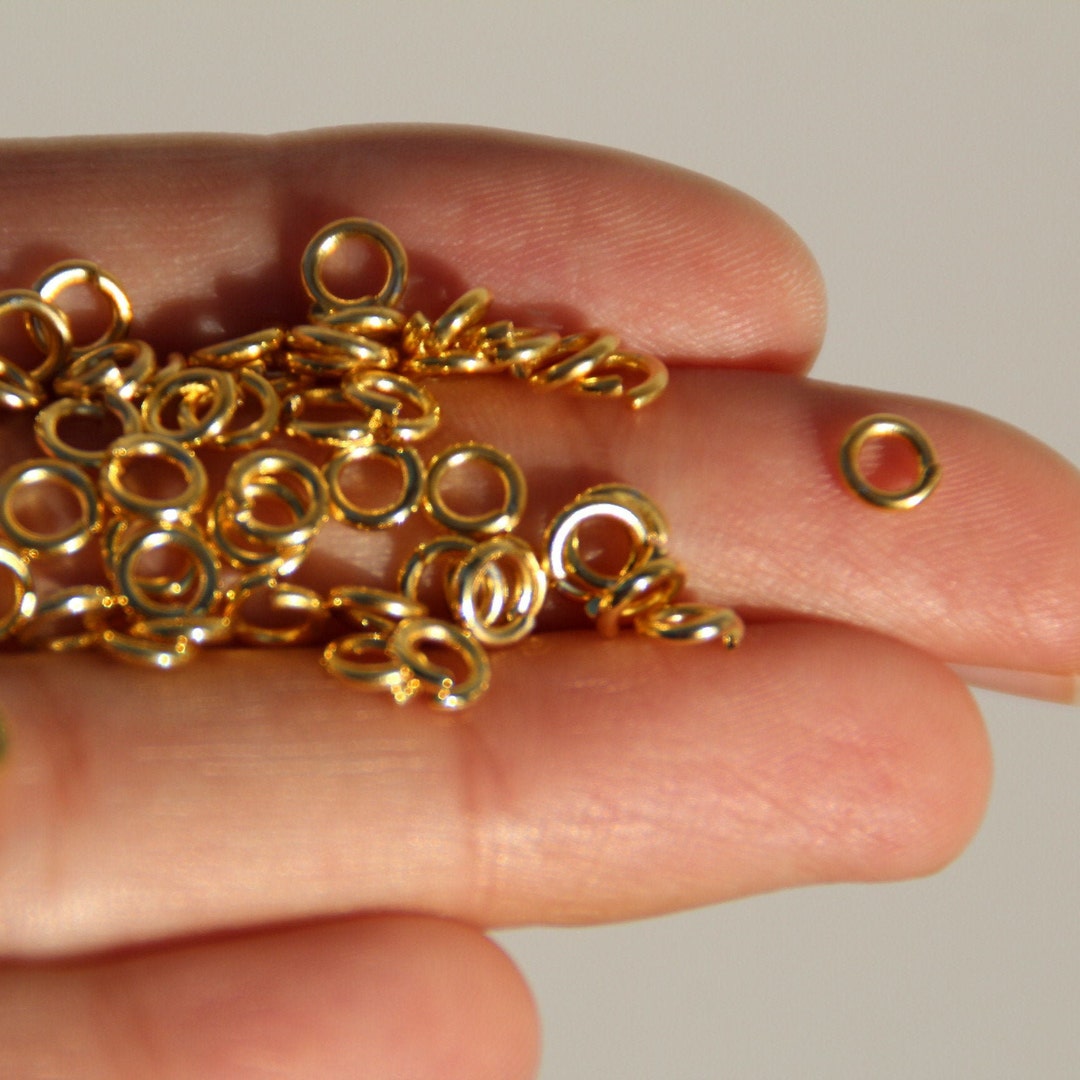 100pcs Real 24K Gold Plated Jump Rings, 5mm, 24K Gold Plated Open Jump ...