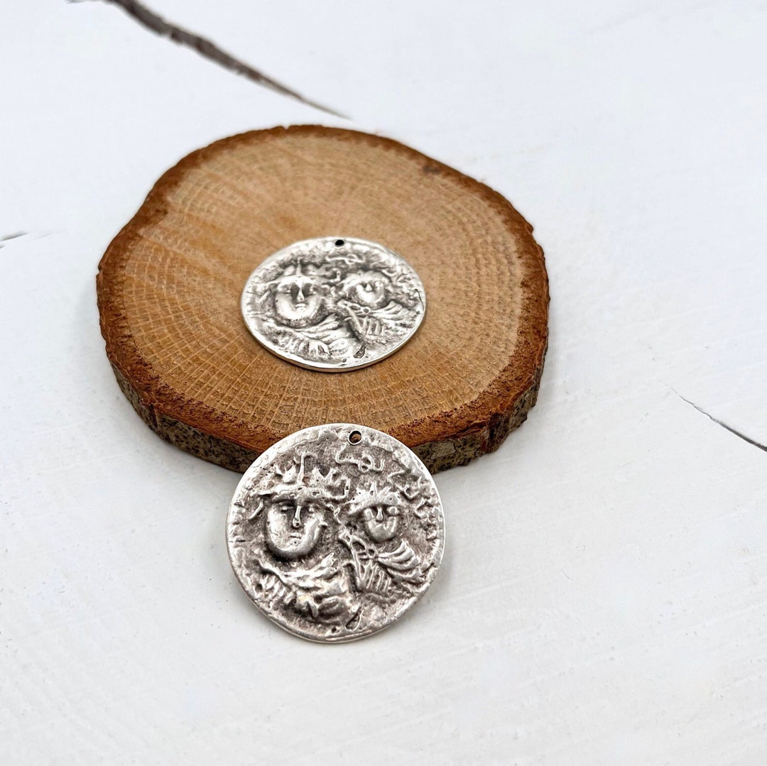 4 Antique Silver Human Figure Pendants: Embossed Charms (30mm) - Etsy