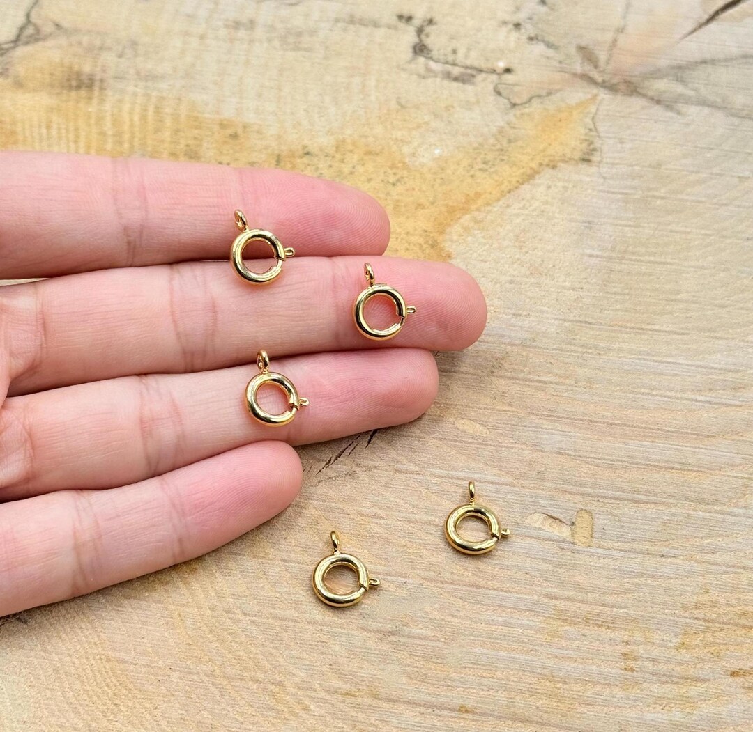 Gold Plated Spring Ring Clasps: 13mm Round Closures, Lead-free (5 Pcs ...