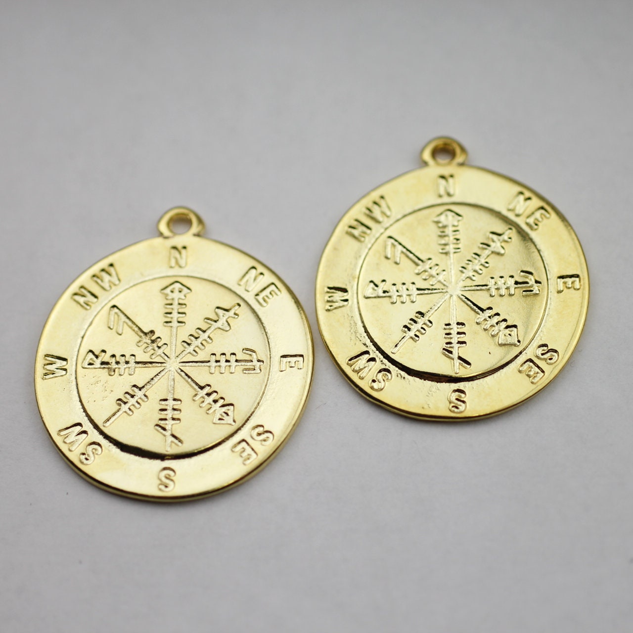 Gold Compass Charms Compass Pendant Shiny Gold Plated - Etsy
