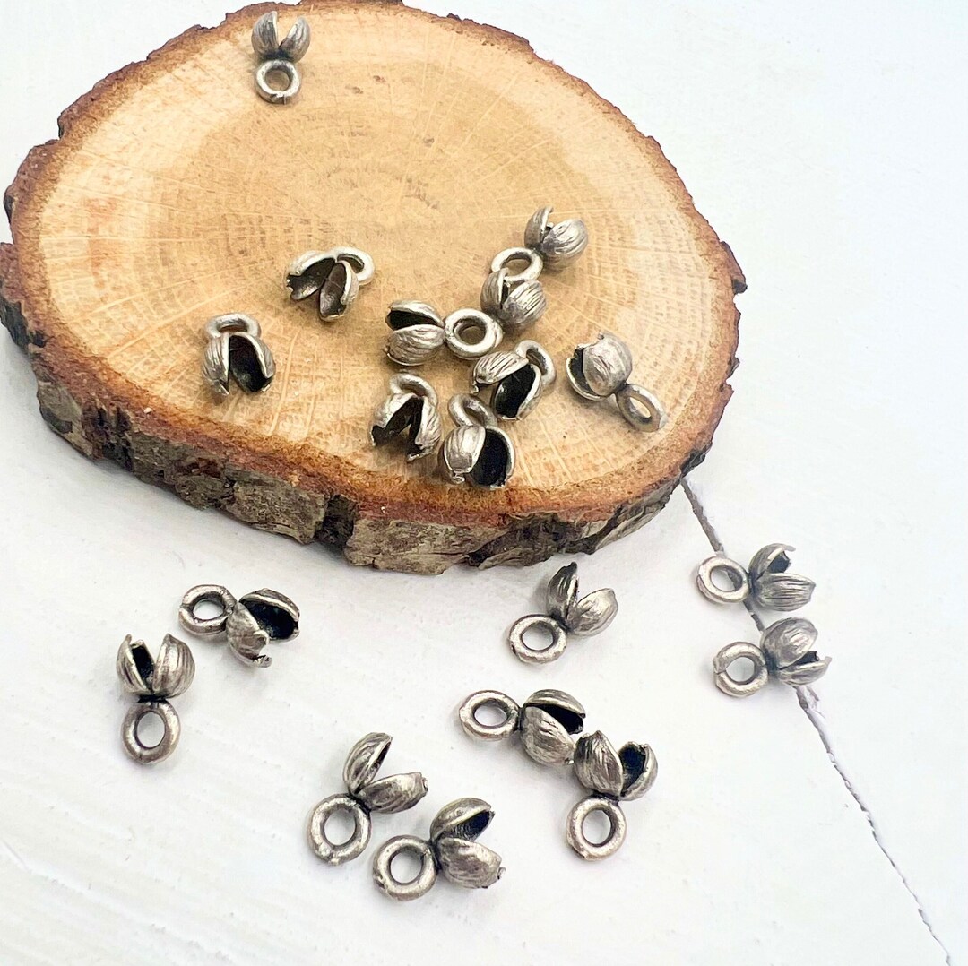 20 Antique Silver Pearl Tip Shells: Crimp Bead Knot Covers (8x5mm) - Etsy