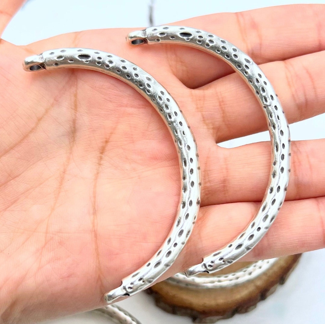 Dotted Curved Half Circle Clasps, Antique Silver Clasp, Bracelet Clasp ...