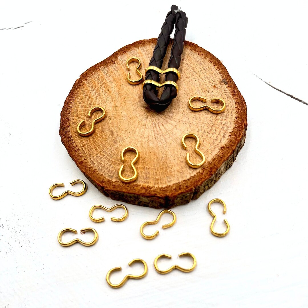 Yellow Gold Double Barrel Slider Beads: Large Hole Zamak, DIY Jewelry ...