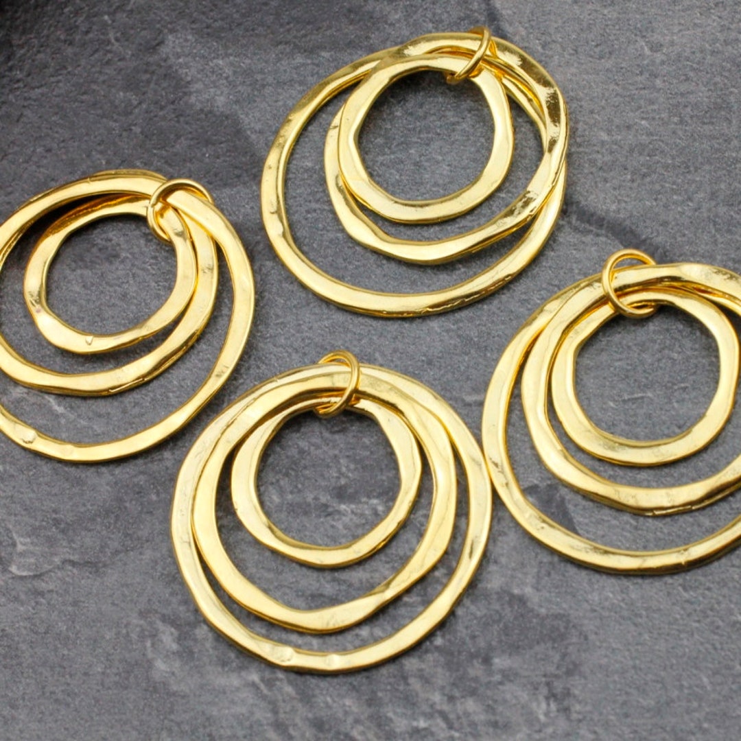 24k Gold Plated Triple Circle Pendant: Jewelry Making Supplies - Etsy