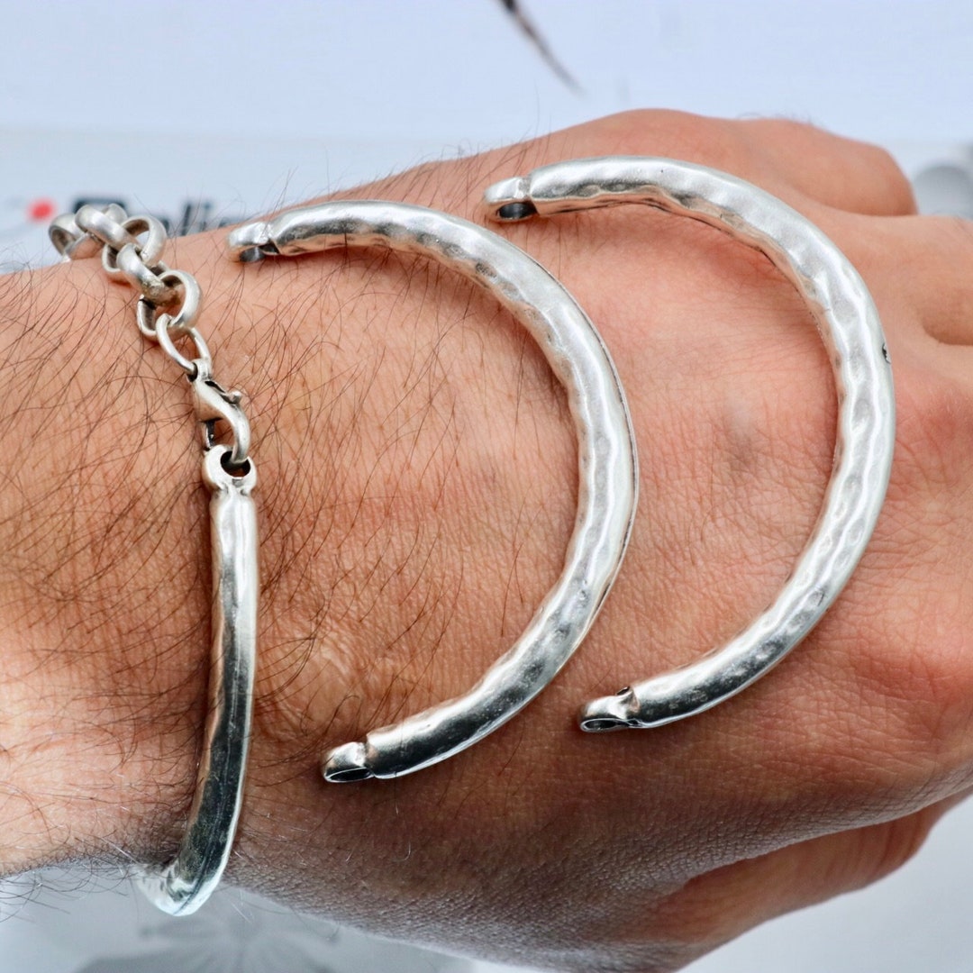 Curved Half Circle Clasps, Antique Silver Clasp, Bracelet Clasp for ...