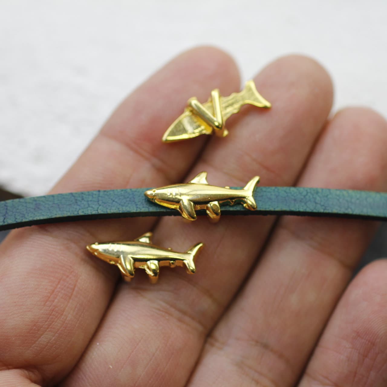 10 Shark Beads 24k Gold Plated Shark Slider DIY Friendship - Etsy