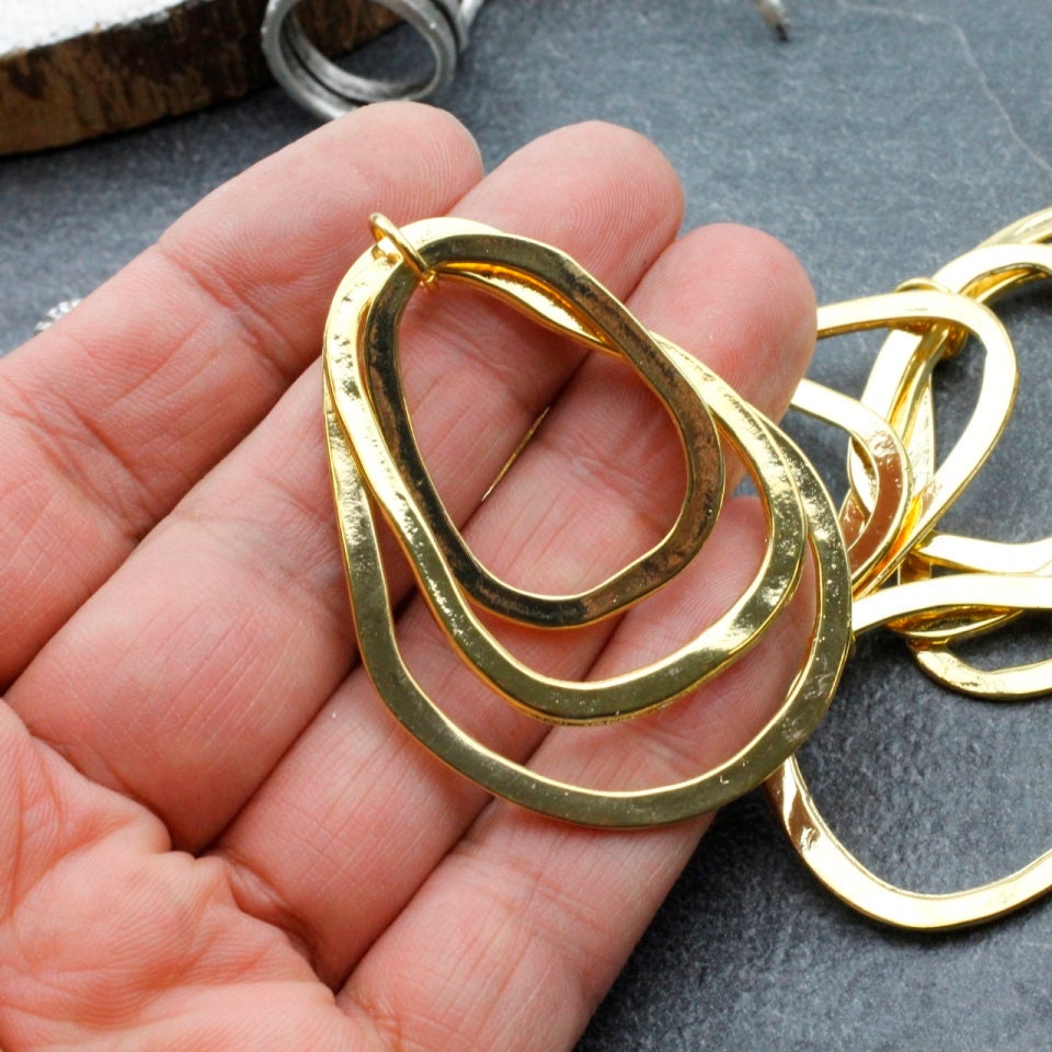 Pear Shape Circle Pendant 24k Gold Plated circle necklace | Etsy