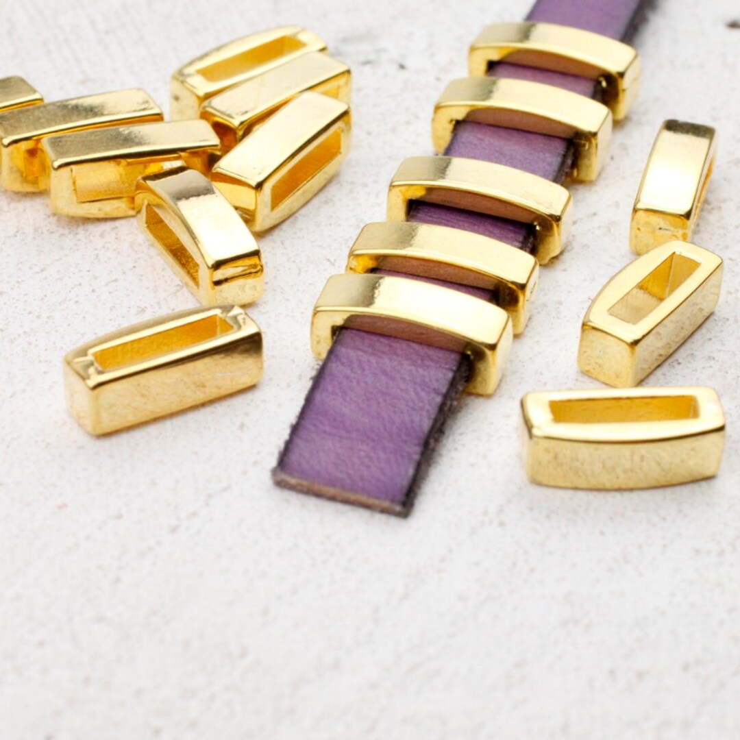 10pcs 24k Gold Filled Slider Bars, Simple Slider Beads, Spacers for ...