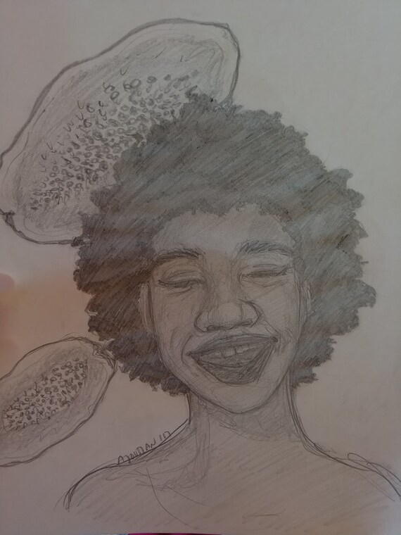 Drawing papaya Girl - Etsy