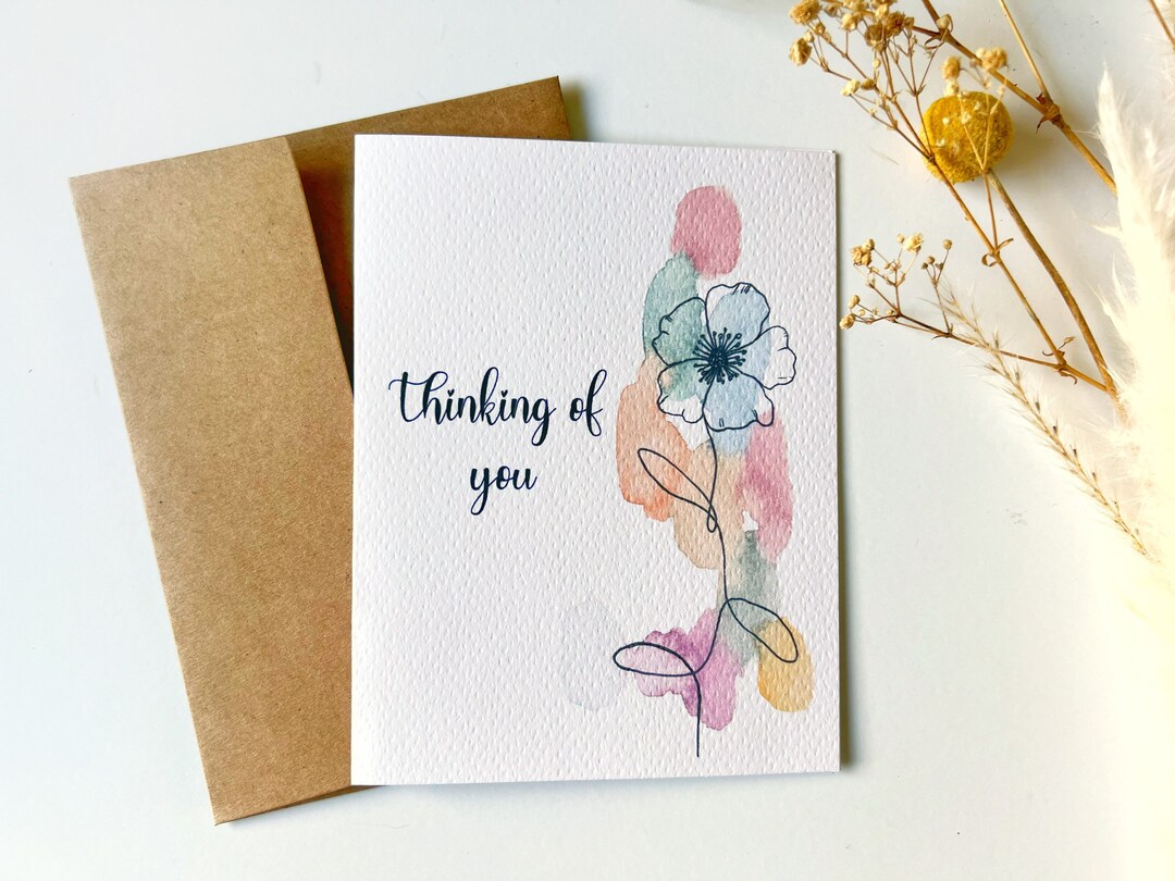 Watercolor Flower Card | Thinking of You, Sympathy Note - Etsy