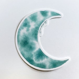 Blue Moon Sticker Watercolor Art Sticker Vinyl Car - Etsy