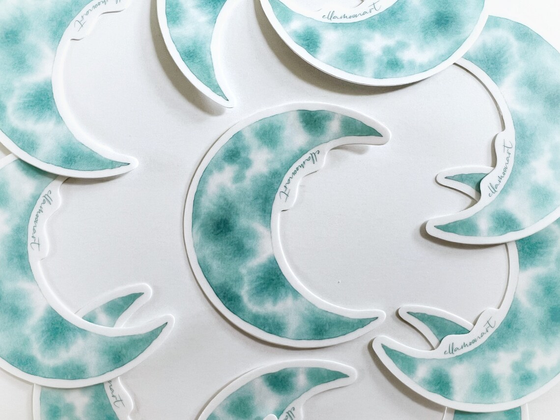 Blue Moon Sticker Watercolor Art Sticker Vinyl Car - Etsy