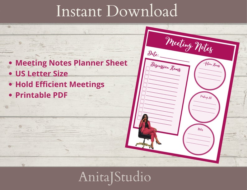 Digital Planner Meeting Notes Sheet - Etsy