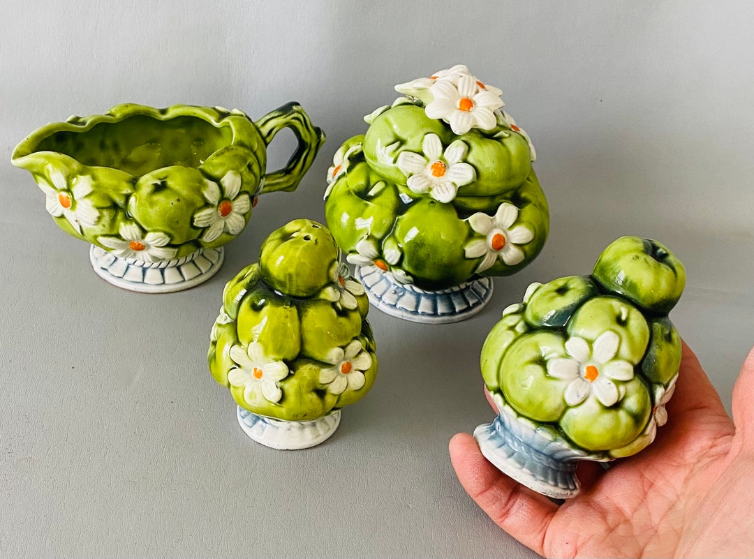 Vintage INARCO Ceramic Cream & Sugar and Salt and Pepper 5 Piece Set ...
