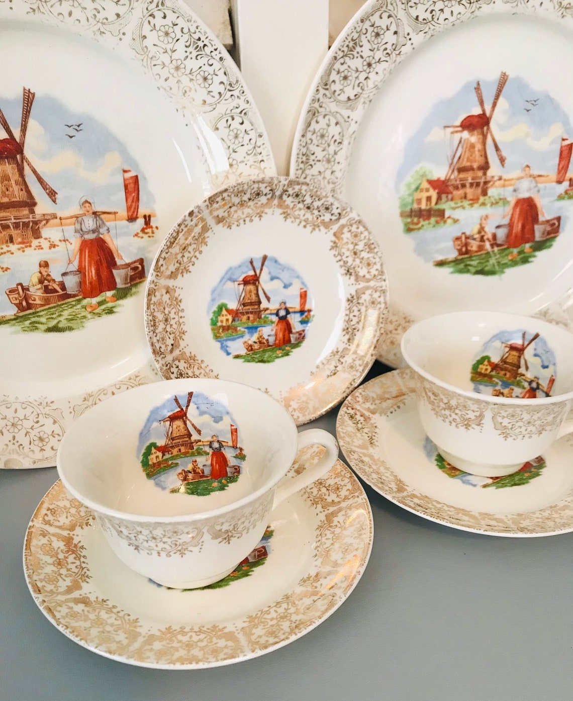 Stetson Dutch Windmill Design with 22Kt. Gold Trim China Plate | Etsy