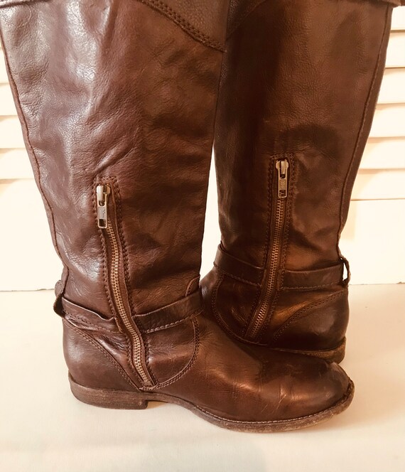 Frye Woman’s Vintage Tall Brown Leather Riding Boots … - Gem