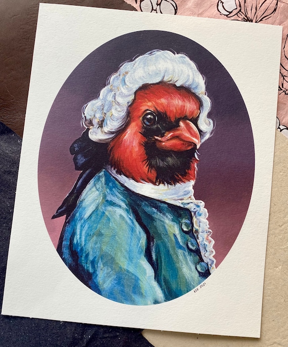 Fancy Colonial Cardinal Print Signed & Dated Classical Funny | Etsy