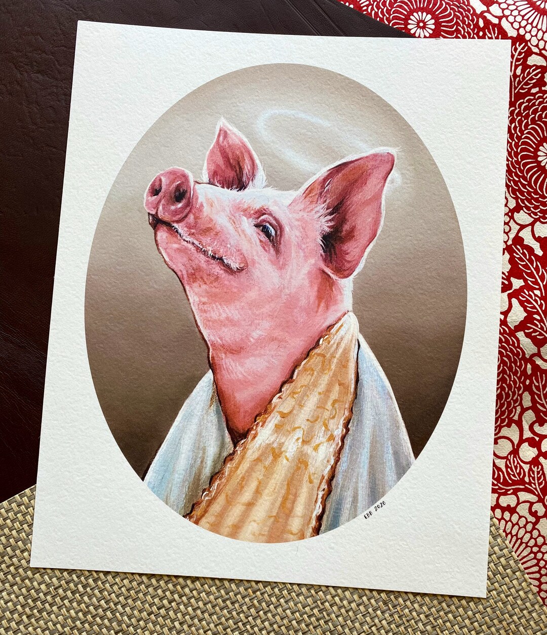 Whimsical Pig Art Print – Renaissance Angel Pig on Watercolor Paper - Etsy