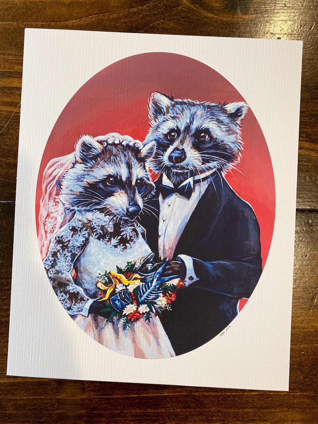 Trash Couple Racoon Wedding Print on Deluxe Watercolor Paper - Quirky ...