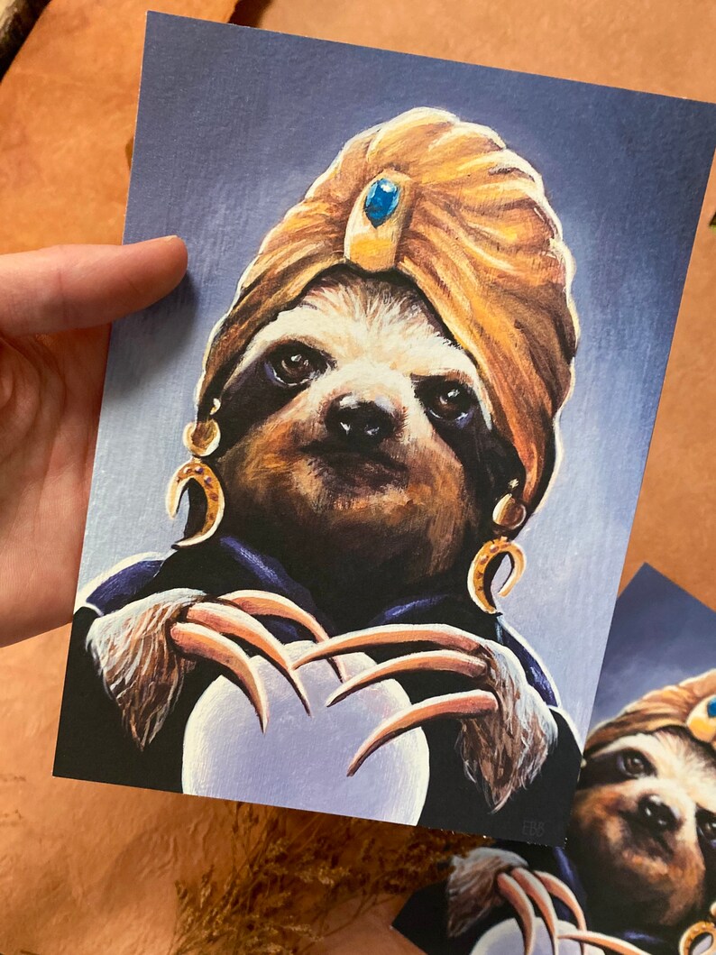 Edna the Fortune Teller Sloth Print Signed 1-20 5x7 Art | Etsy