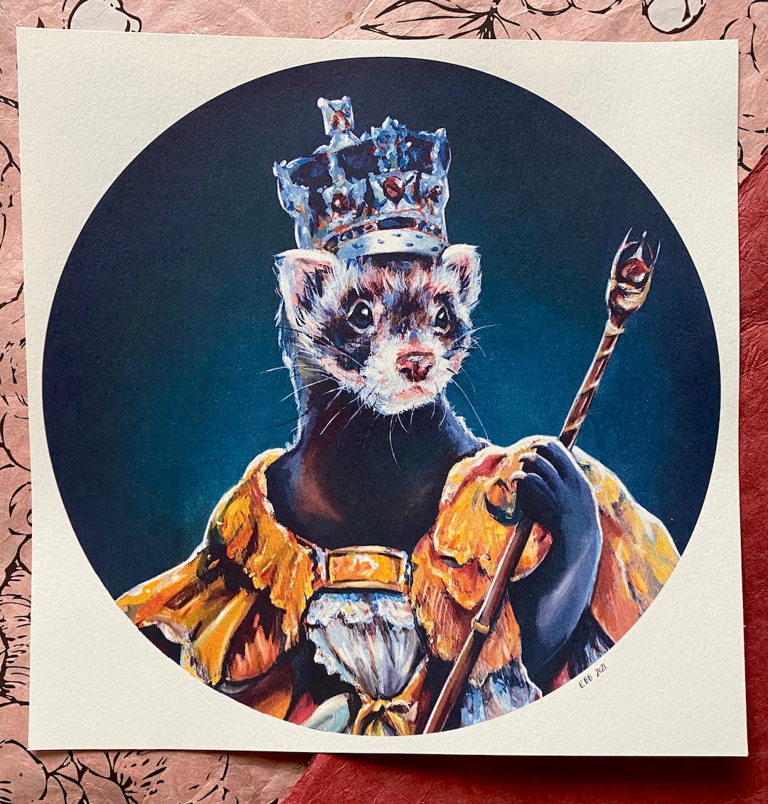Renaissance Ferret Queen Art Print – Vintage Style Royalty Portrait - Etsy