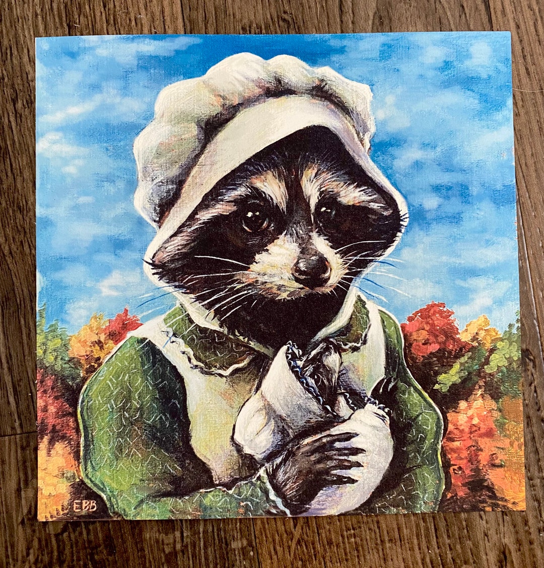 June & Violet Raccoon Art Print Signed and Dated - Woodland Vintage ...