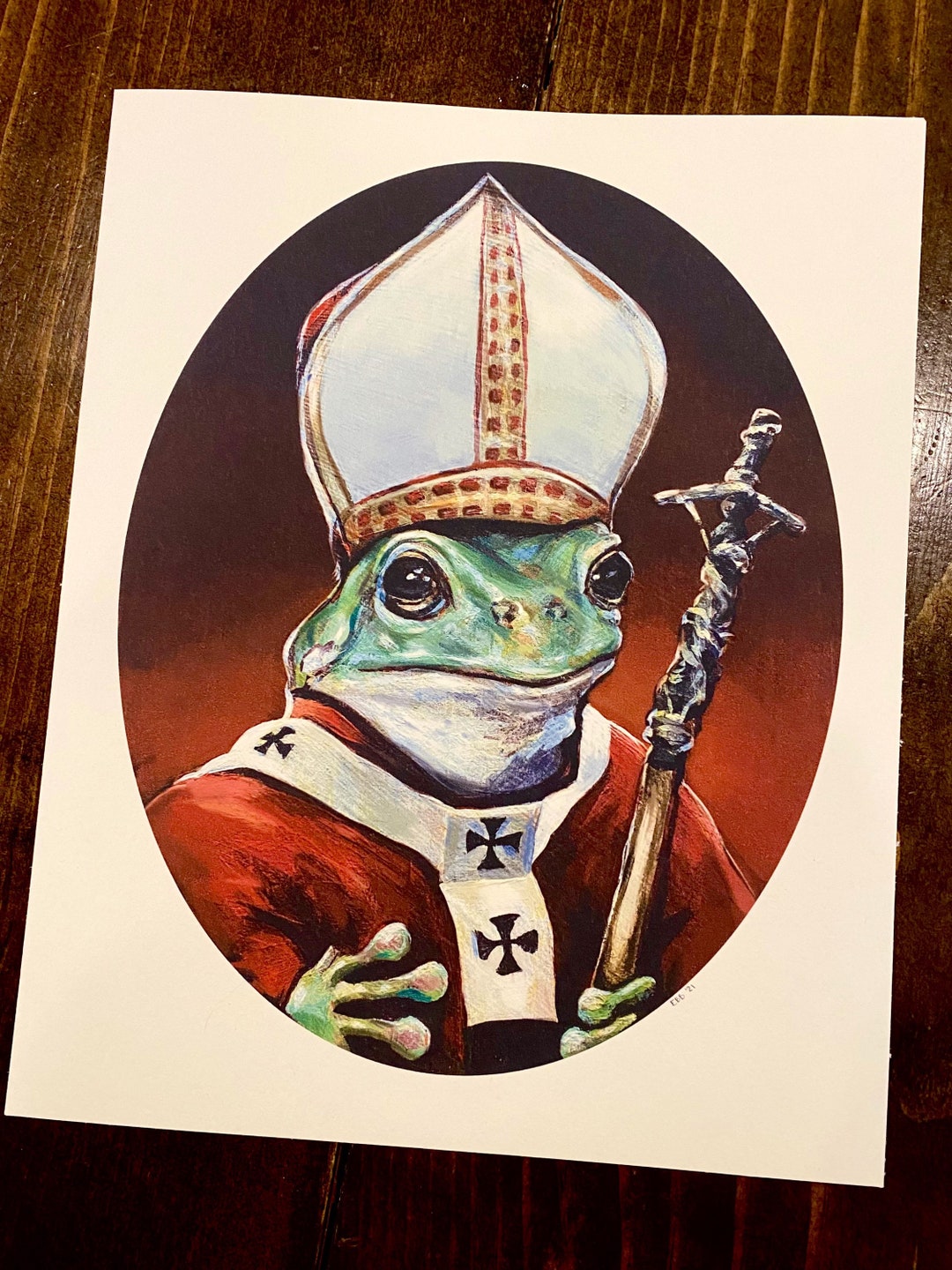 Pope John Frog the First Print Signed & Dated- Classical Catholic 8 X ...