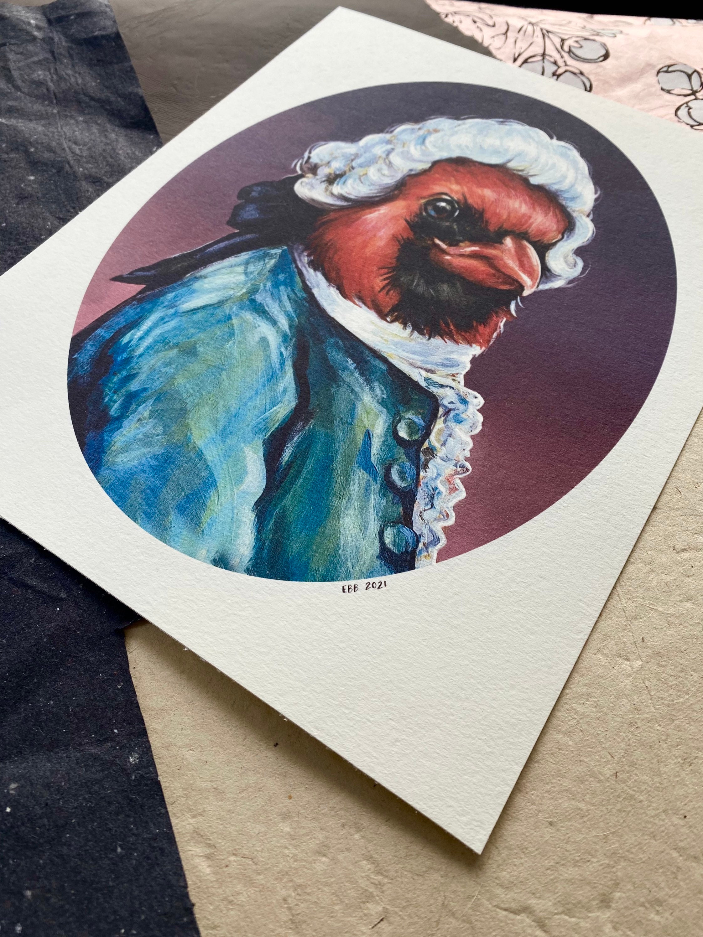 Fancy Colonial Cardinal Print Signed & Dated Classical Funny | Etsy