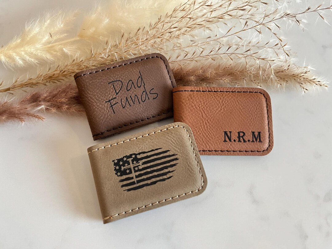 Personalized Faux Leather Money Clip - Laser Engraved Gift - Etsy
