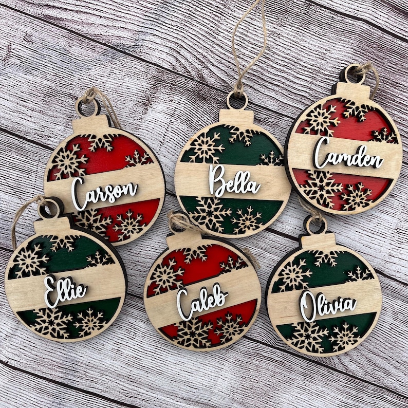 Personalized Snowflake Wood Ornament: Custom Name Christmas Decor - Etsy
