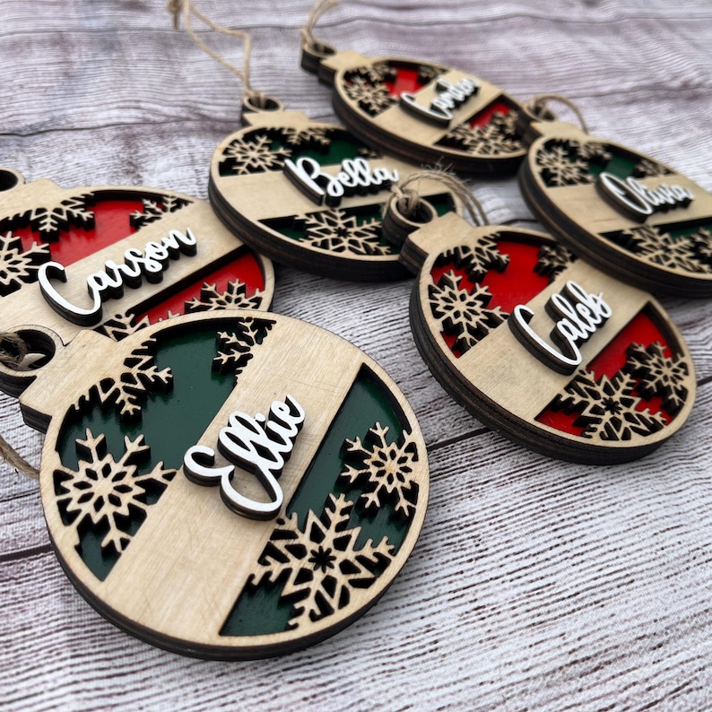 Personalized Snowflake Wood Ornament: Custom Name Christmas Decor - Etsy
