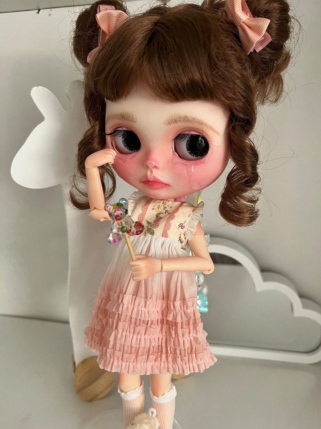 Cry Baby Teddy Custom Blythe Doll 30cm - Etsy