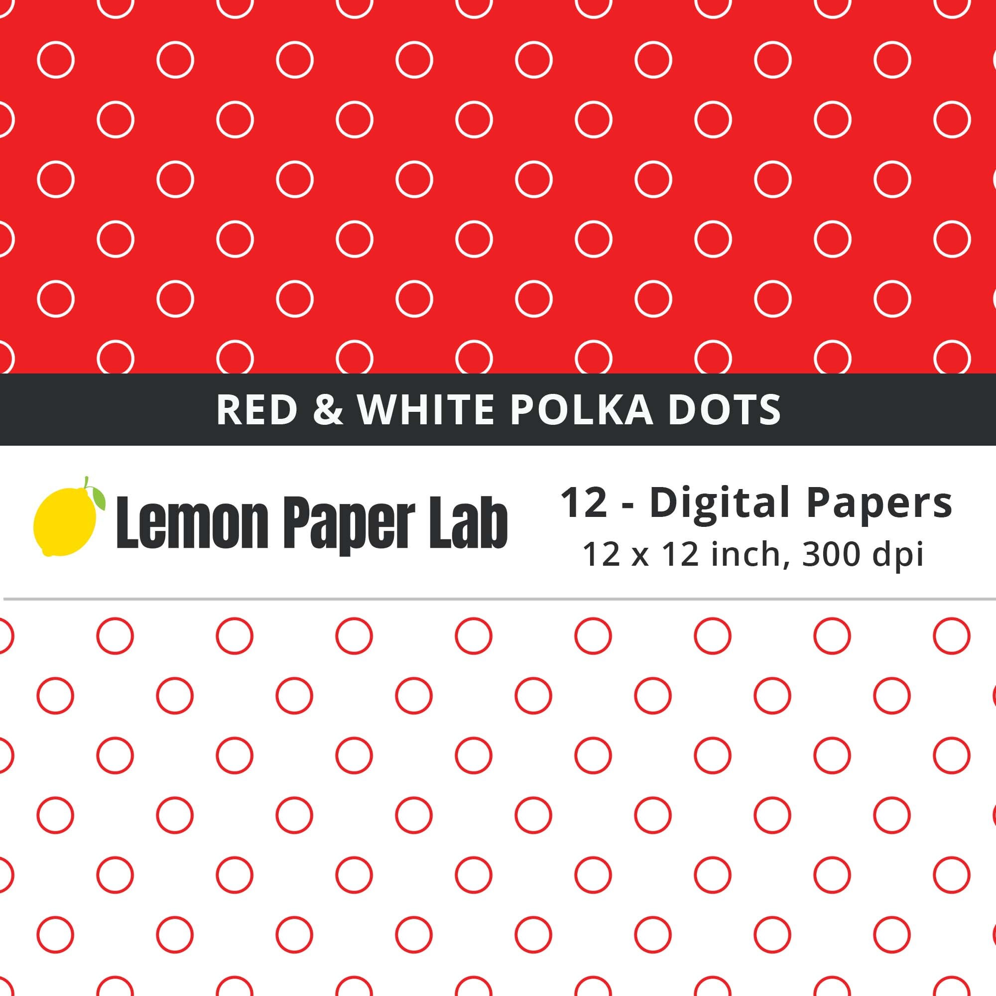 Red and White Polka Dots Digital Paper for Scrapbooking, Valentine's ...