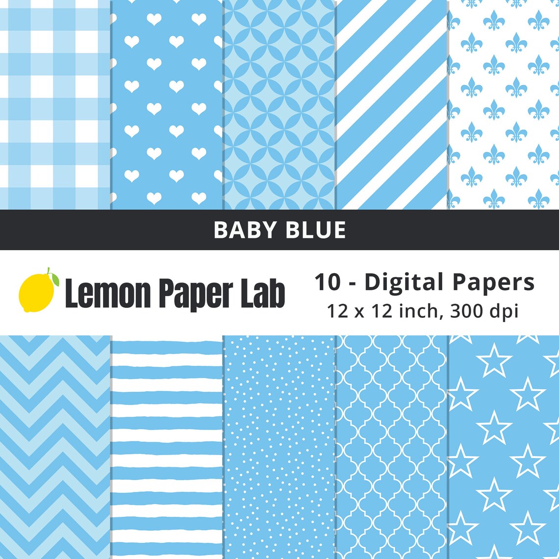 Baby Blue Digital Paper for Scrapbooking With Commercial Use - Etsy
