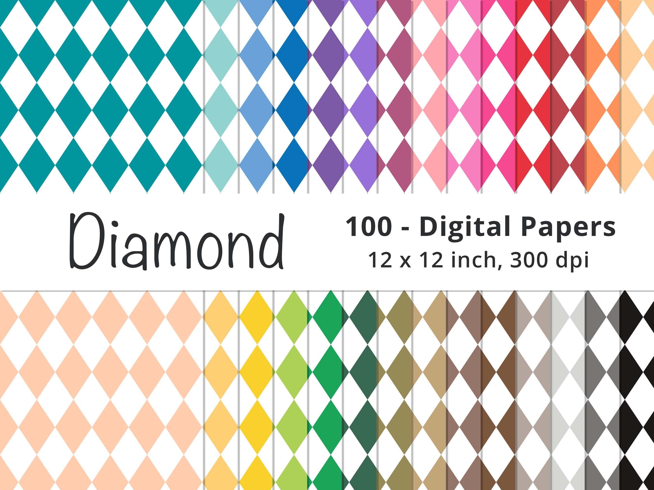 Diamond Pattern Digital Paper 100 Colors with Commercial Use | Etsy