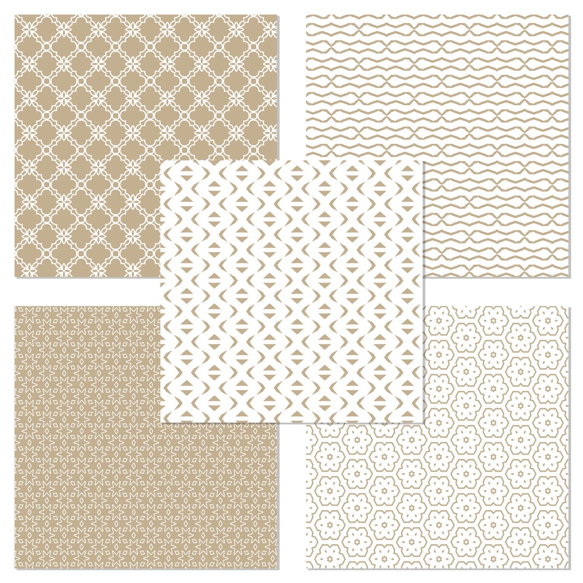 Brown Digital Paper, Khaki Backgrounds, Seamless Geometric Patterns ...