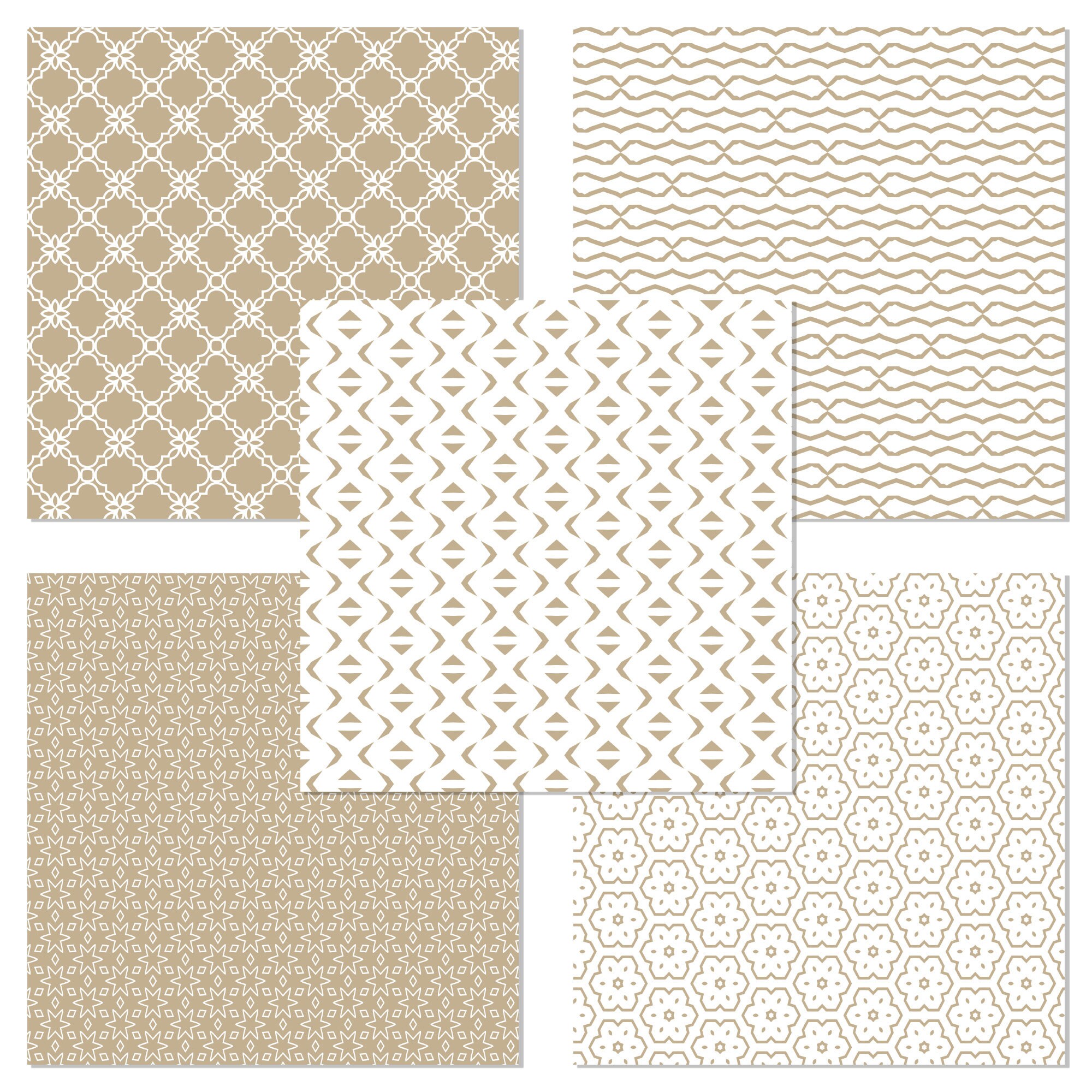 Brown Digital Paper, Khaki Backgrounds, Seamless Geometric Patterns ...