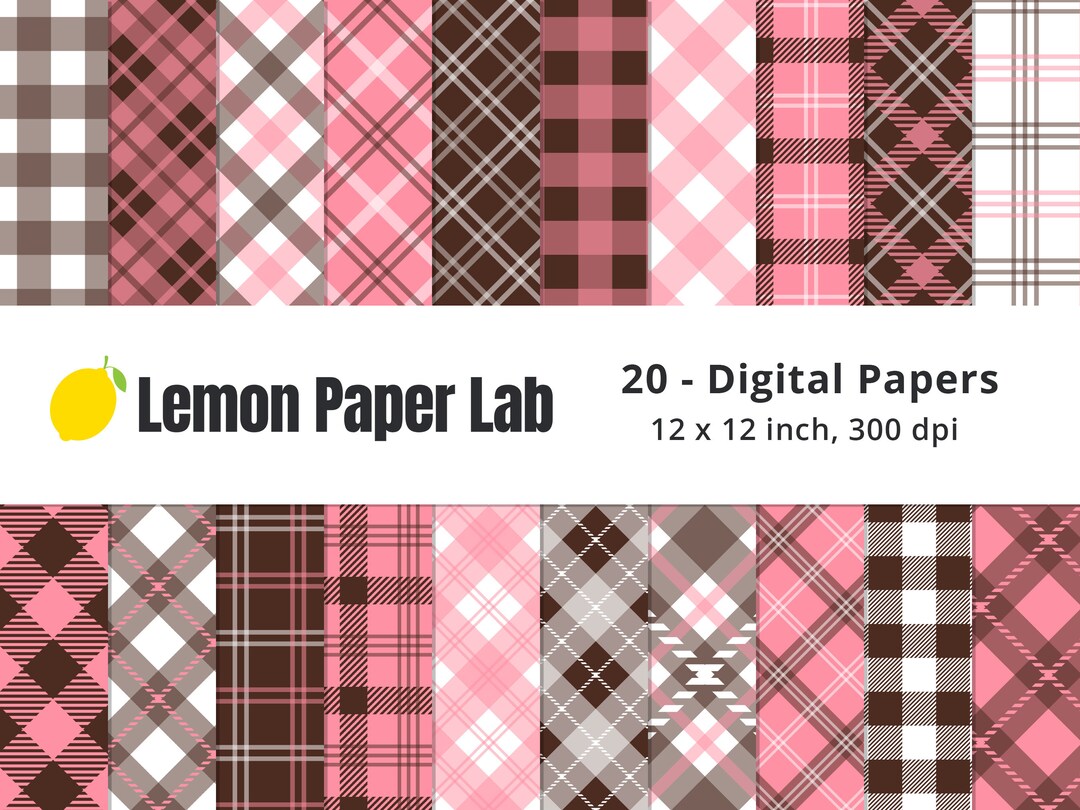 Pink & Brown Plaid Patterns, Seamless Plaid Digital Paper, Salmon ...