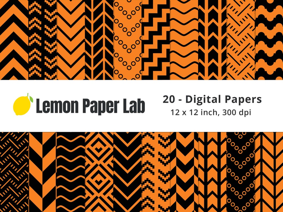 Orange Backgrounds, Orange & Black Digital Paper, Black and Orange ...
