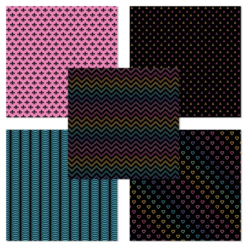 Rainbow Digital Paper With Black Rainbow Pattern Seamless - Etsy