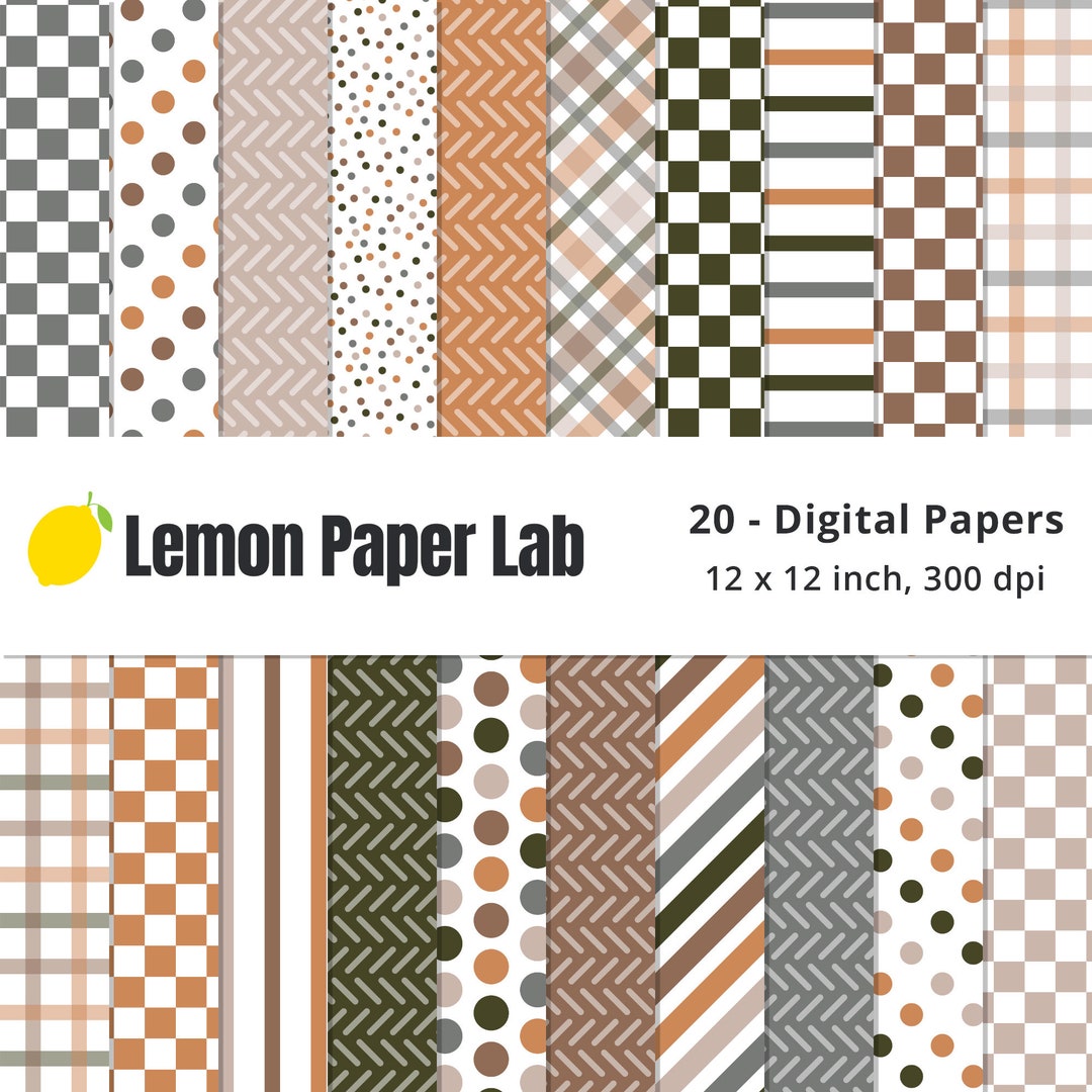 Fall Check Digital Paper Seamless Pattern Brown Olive - Etsy
